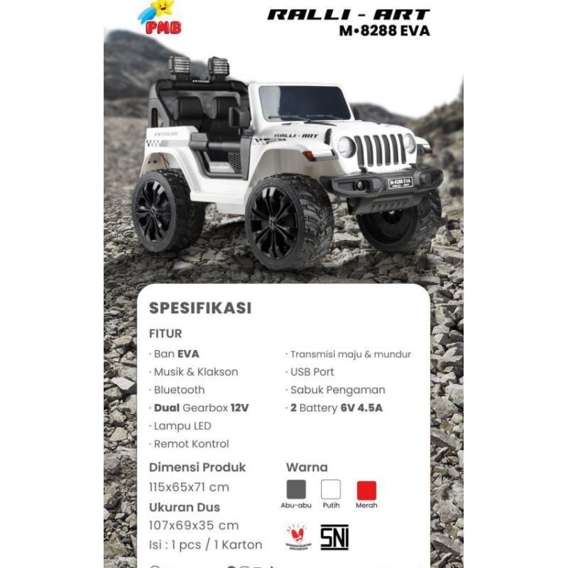 Jual Mobil Aki Mainan Anak Jeep PMB M 8288 8299B Dual Dynamo Dual Accu ...