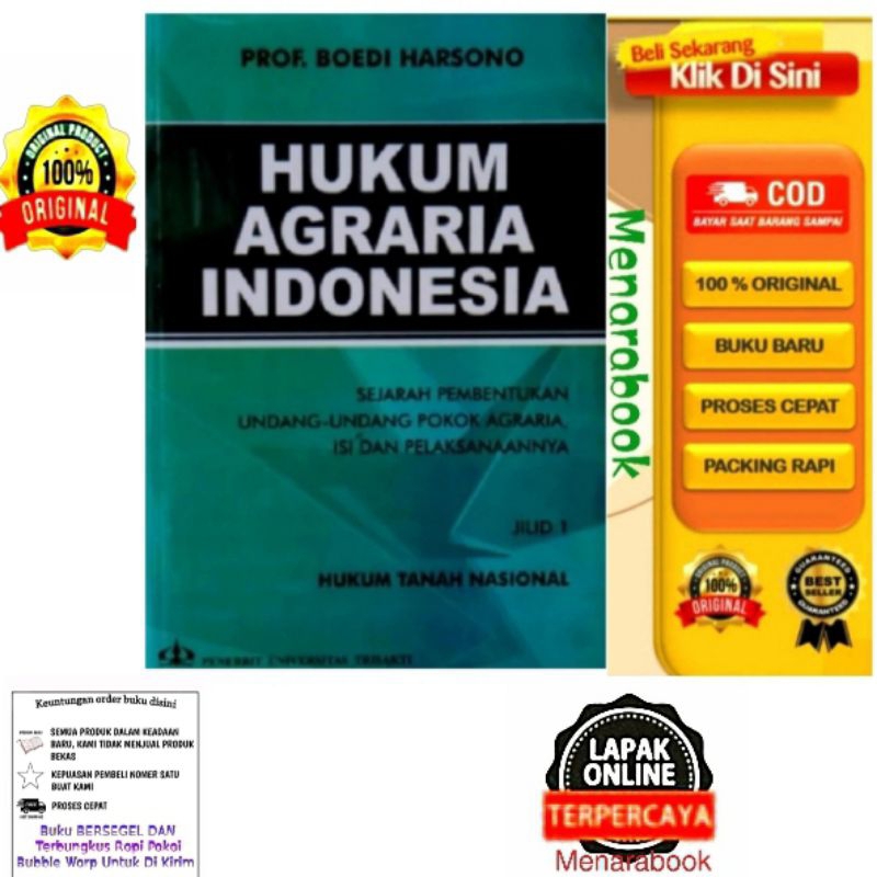 Jual Buku Hukum Agraria Indonesia, Sejarah Pembentukan Undang Undang Pokok Agraria - Boedi ...