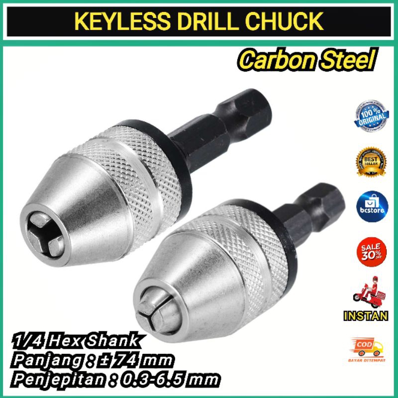 Jual Keyless Drill Chuck 1/4 Hex Shank Penjepit Mata Bor Drill Chuck ...