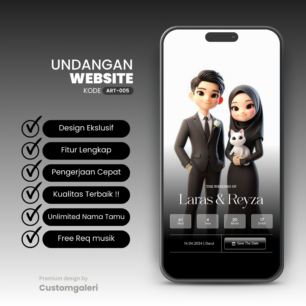 Jual Undangan Digital Website Pernikahan Premium dan Elegant | Tema Art ...