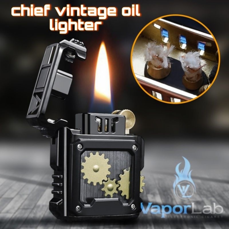 Jual korek api sumbu minyak vintage premium oil lighter CHIEF windproof ...