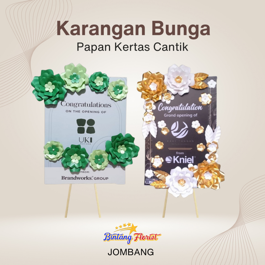 Jual Karangan Bunga Papan Cetak Kertas Minimalis Premium Desain Cantik ...