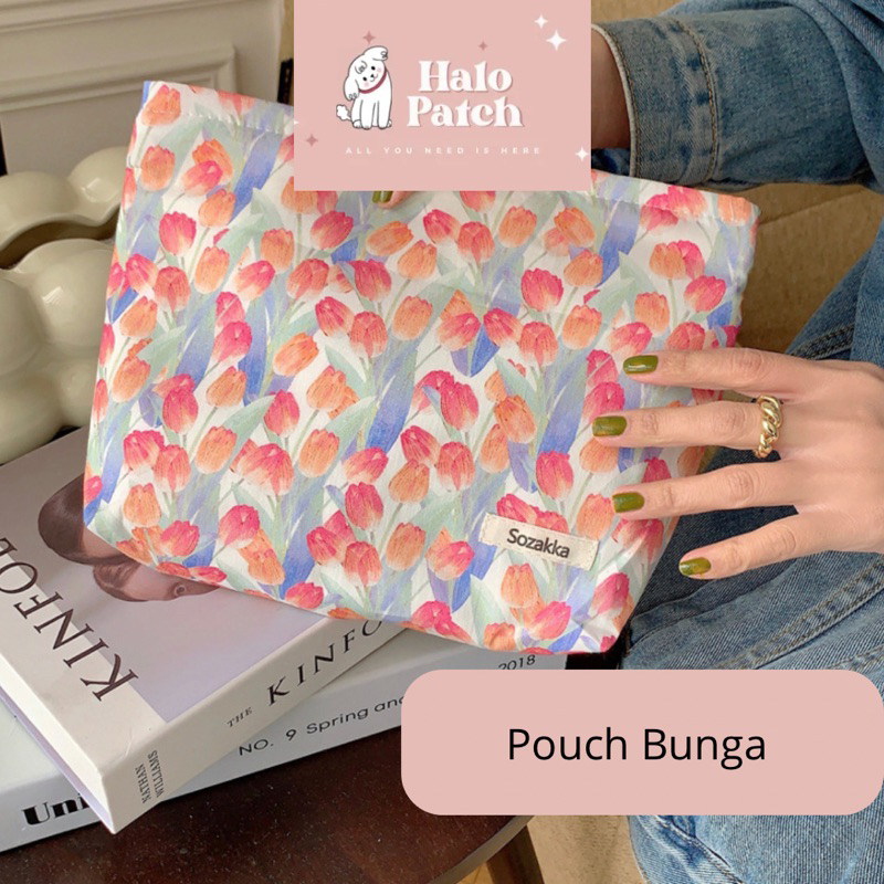 Jual HALO PATCH - POUCH MAKE UP MOTIF BUNGA | TAS KOSMETIK SERBAGUNA BAHAN KATUN | KOTAK PENSIL ...
