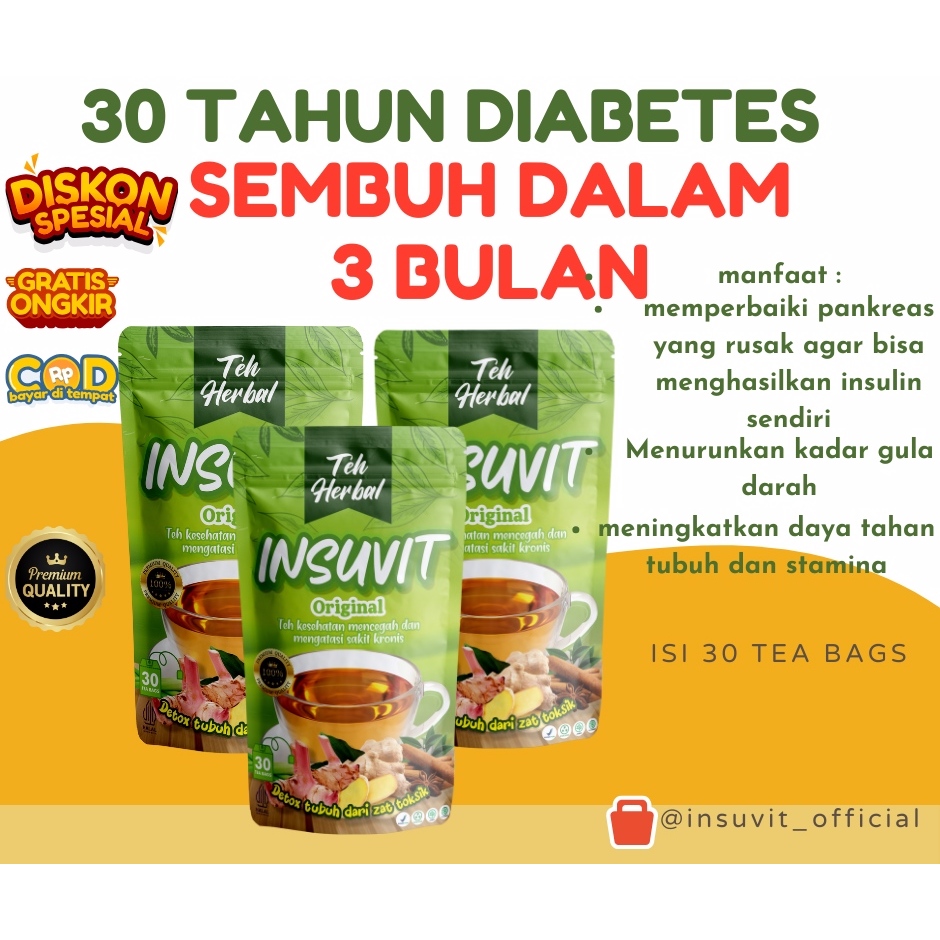 Jual Teh insuvit herbal diabetes (isi 30- 160 tea bags) kencing manis ...