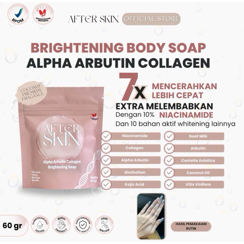 Jual AFTER SKIN - Alpha Arbutin Collagen Brightening Body Wash Bar Soap ...