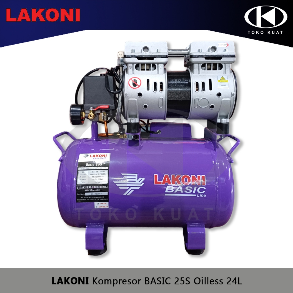Jual LAKONI Kompresor Silent Oilless Compressor Basic 25S 3/4HP 550w ...