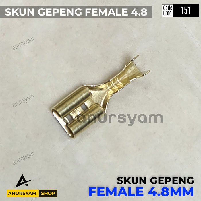 Jual [151] Skun Gepeng 4.8 mm Terminal Skun Female Gold | Shopee Indonesia