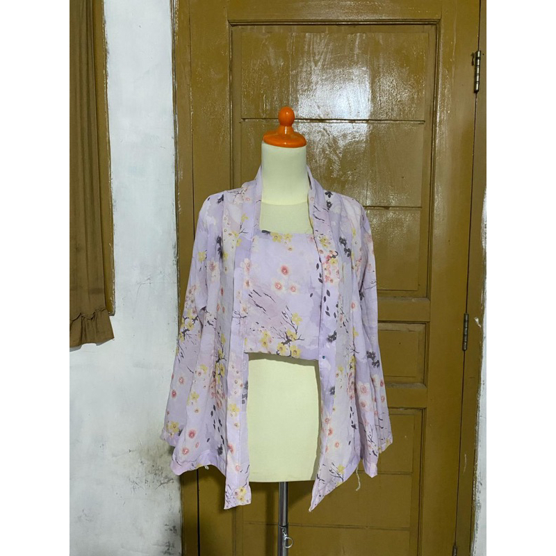 Jual KEBAYA kutu baru nenek jadul sifon silk sunwosh bunga cerah ...