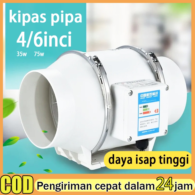 Jual Inline Duct fan Blower 4/6/8 inci 220v Hisap Kipas Angin Buang ...