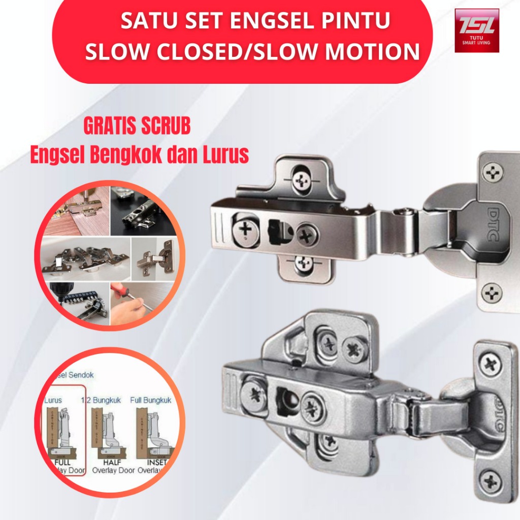 Jual Satu Set Engsel Pintu Slow Closed/Slow Motion/Engsel Lemari XING ...