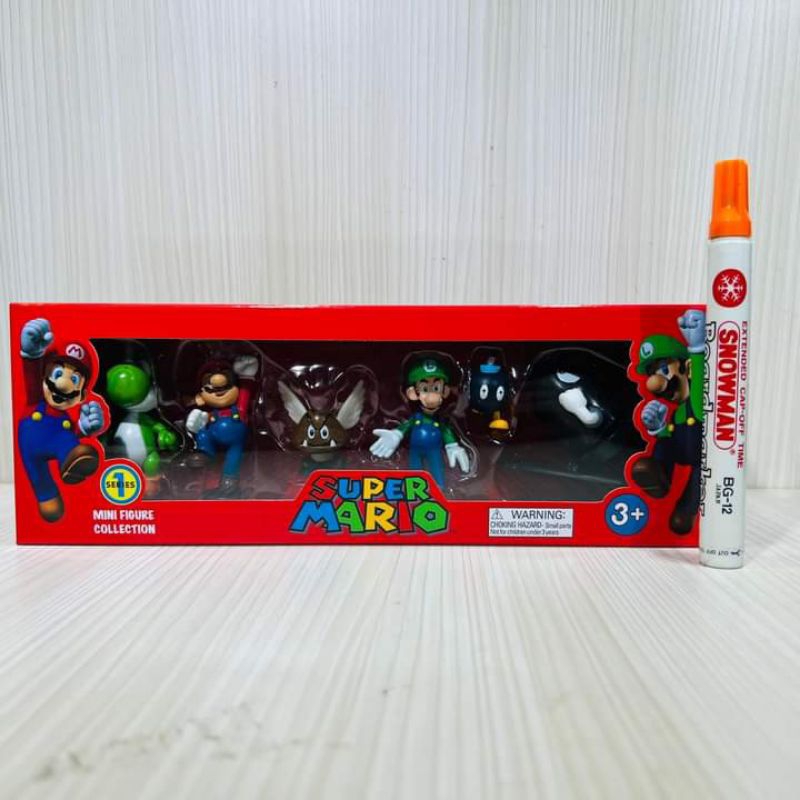 Jual mainan action figureMario bross boxsetYoshiMarioParagoombaLuigiBombsuper mario set figure ...