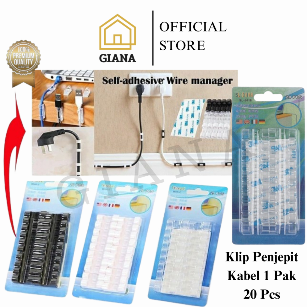 Jual GIA Klip Kabel Transparan 1 Pack 20 Pcs Clip Cable Organizer ...