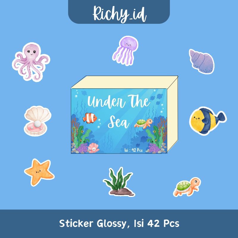 Jual sticker dekorasi jurnal tema bawah laut / stiker dekorasi under ...