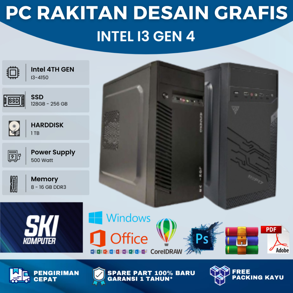 Jual PC KOMPUTER RAKITAN INTEL i3 4150 / 4160 DESAIN GRAFIS OFFICE CPU | Shopee Indonesia