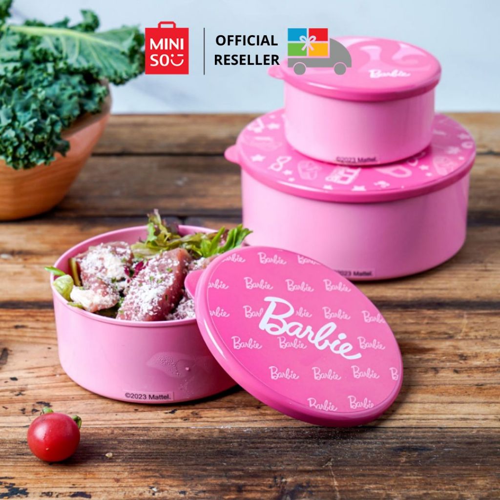 Jual MINISO x BARBIE Food Storage / Tempat makan bulat isi 3Pcs ...