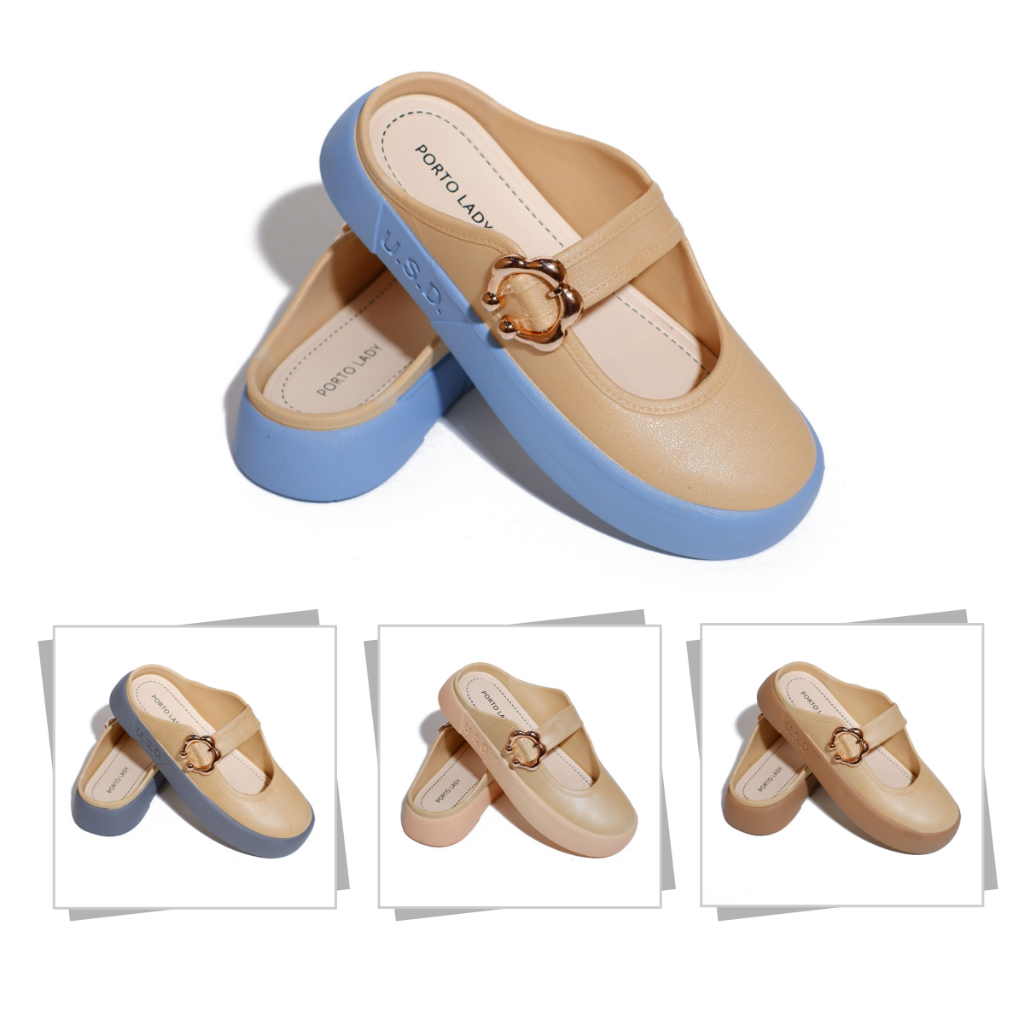Jual Porto Lady Sandal wanita USD sepatu slip on sendal bakpau selop ...