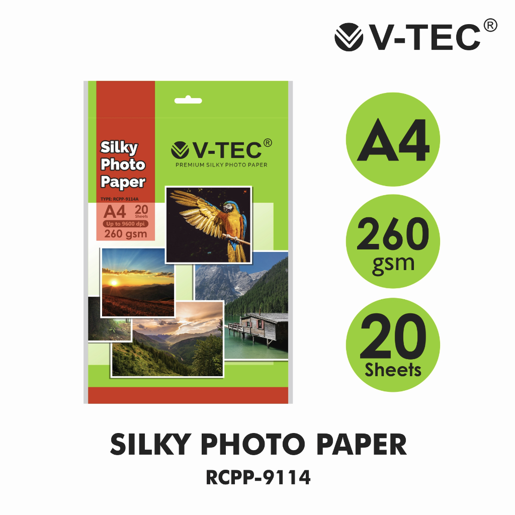 Jual Kertas Foto Silky V-TEC A4 260g 20's RCPP-9114 ( Photo Paper ) | Shopee Indonesia