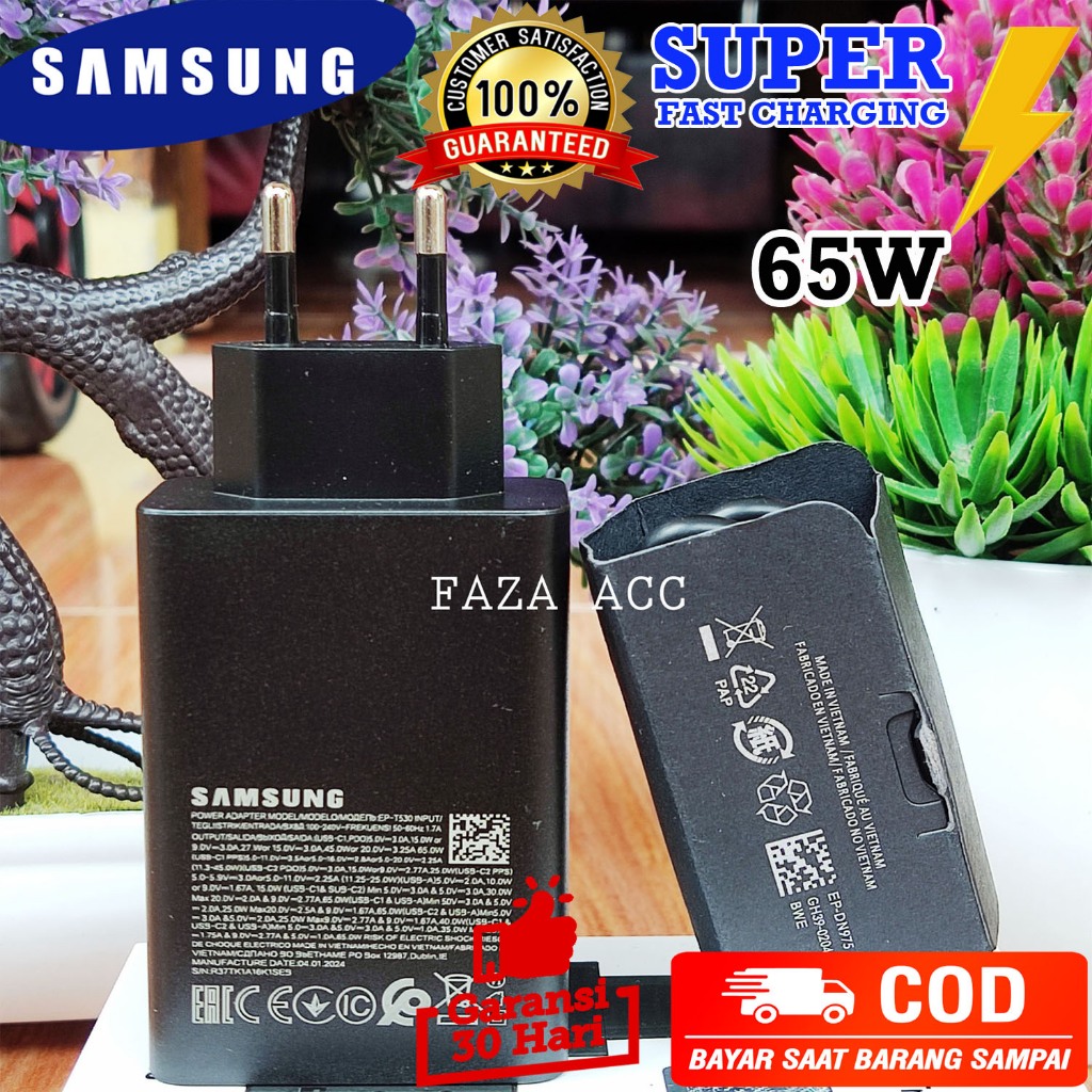 Jual CHARGER SAMSUNG S24 ULTRA 65 WATT SUPER FAST CHARGING TRIO WALL ...