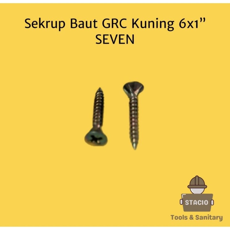 Jual Baut Sekrup GRC Kuning Ukuran 6 x 1" inch Seven Drywall Screw ...
