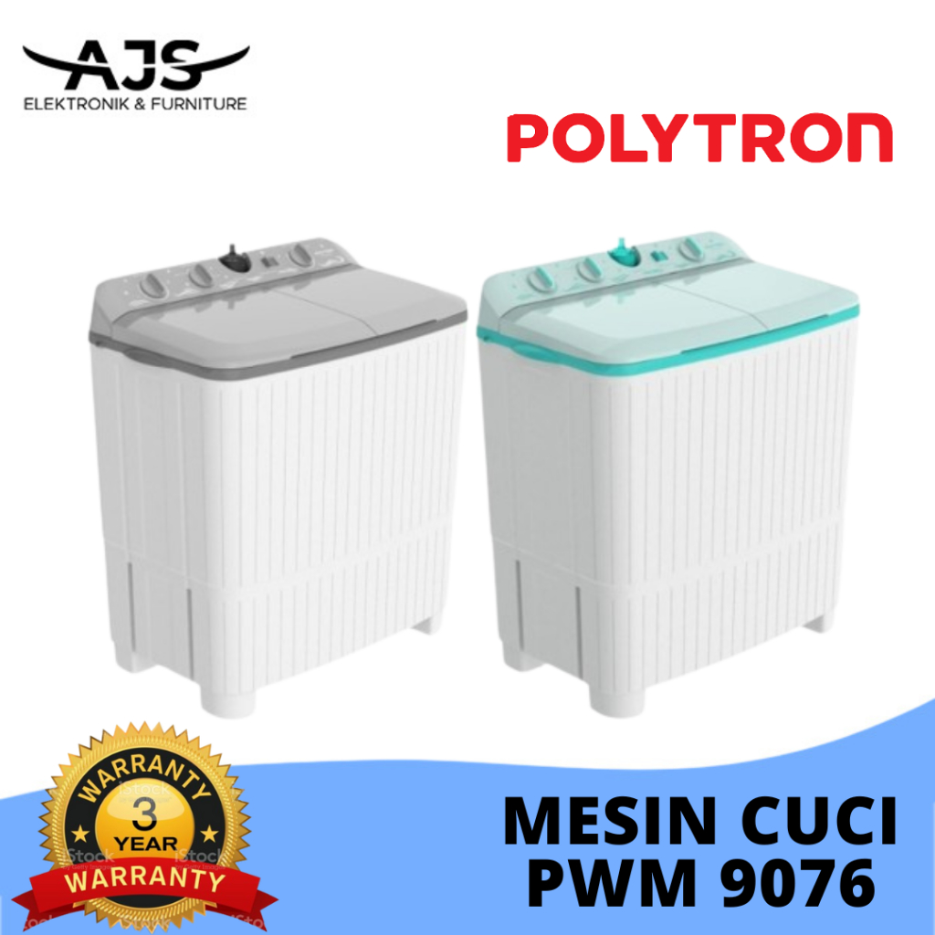 Jual MESIN CUCI 2 TABUNG POLYTRON 9 KG TWIN TUB PWM 9076 / PWM-9076 ...