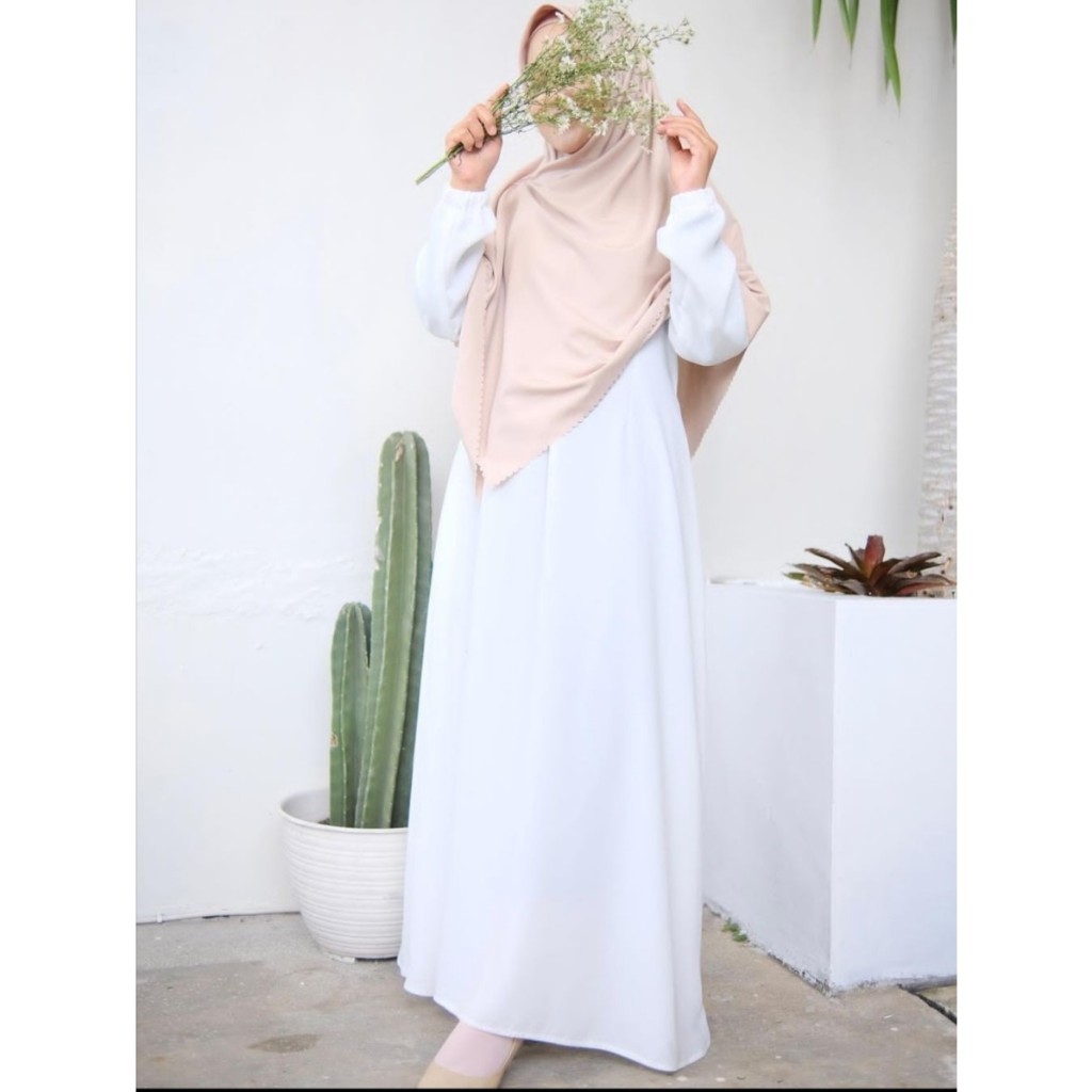 Jual Gamis Simpel Polos Terbaru Tangan Karet Kerut I Abaya Dress Simpel ...