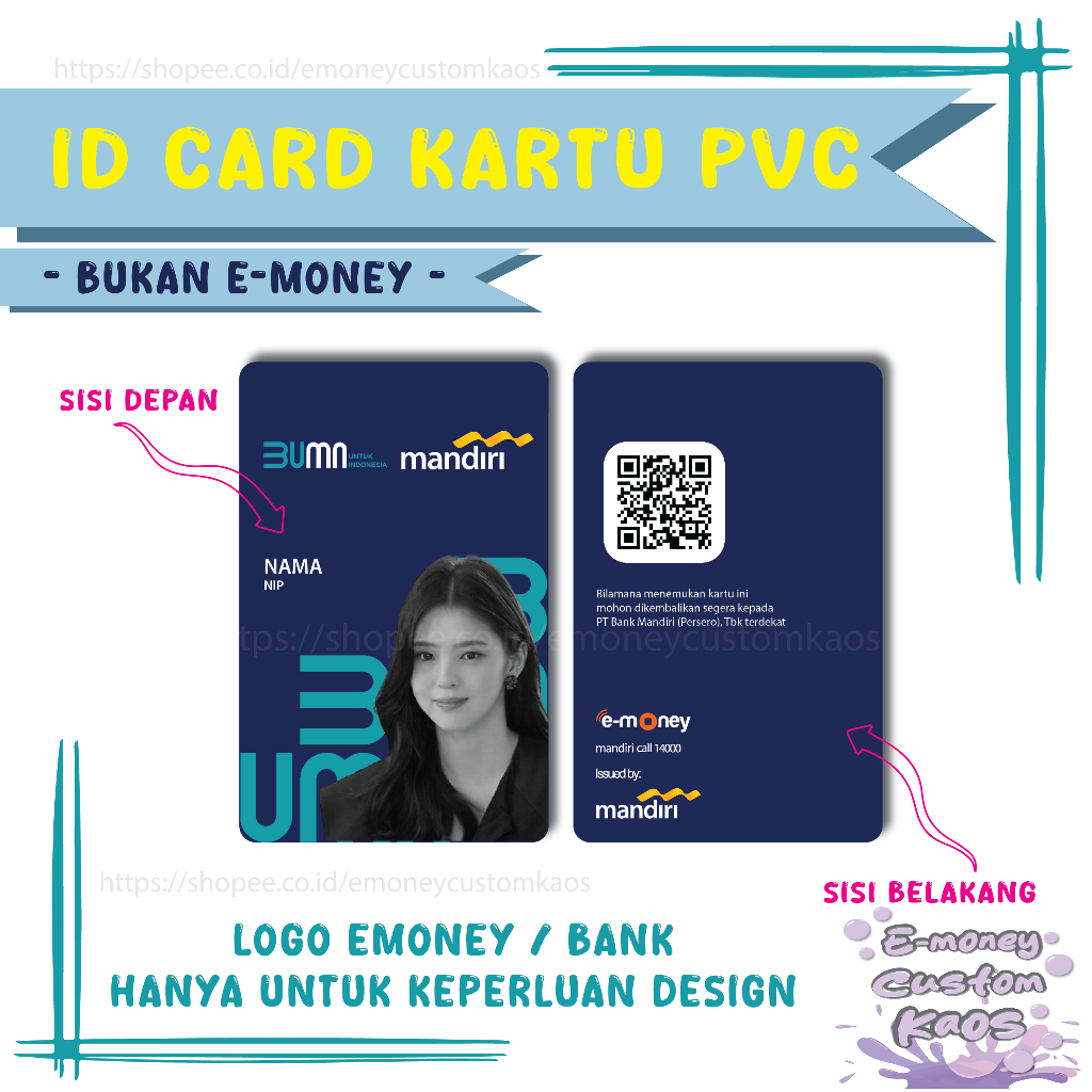 Jual CUSTOM KARTU ID CARD BUMN TERBARU BANK MANDIRI BAHAN PVC - 2 SISI ...