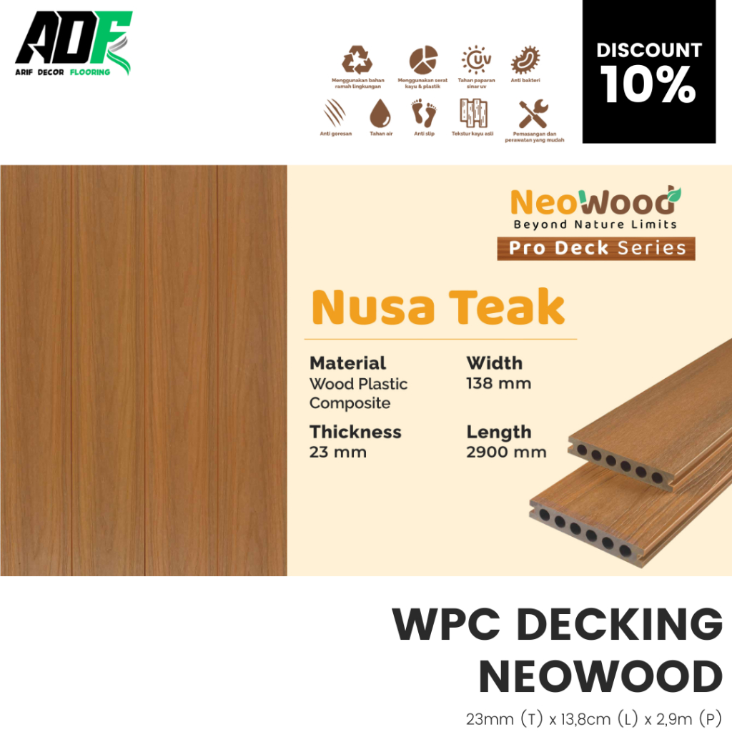 Jual wpc decking outdoor neowood panjang 2,9m lantai dekorasi taman ...