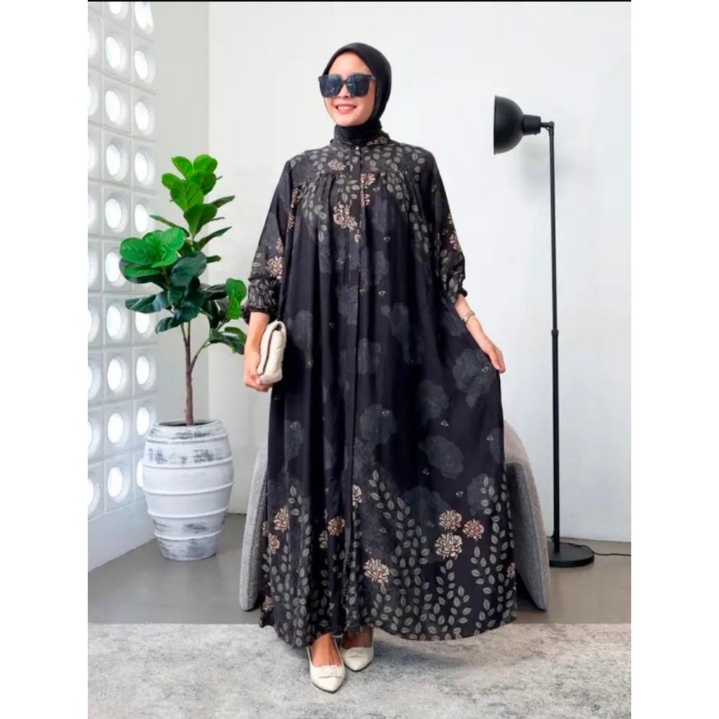 Jual GAMIS ALMIRA DRESS SET HIJAB MATT RAYON DIAMOND PREMIUM BLACK ...