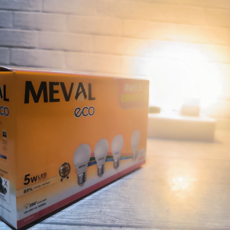 Jual MEVAL PAKET ISI 4PCS LAMPU LED BELI 3 GRATIS 1 5W 5 WATT KUNING WARM WHITE 3000K SNI ...