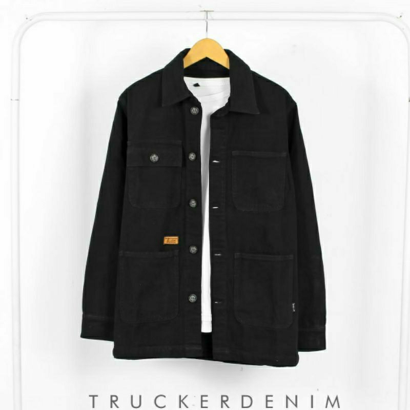 Jual Jaket Jeans Hitam - Trucker Denim Black | Shopee Indonesia