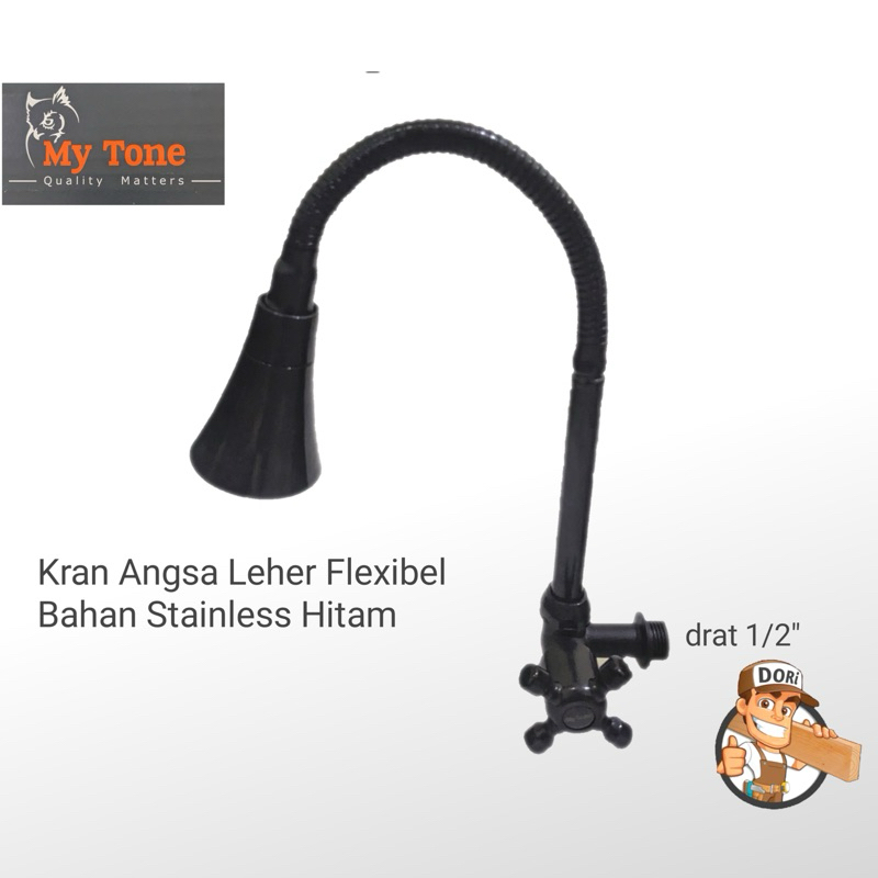 Jual Kran Angsa Model Terompet Kran Cuci Piring Stainless Hitam Dua ...