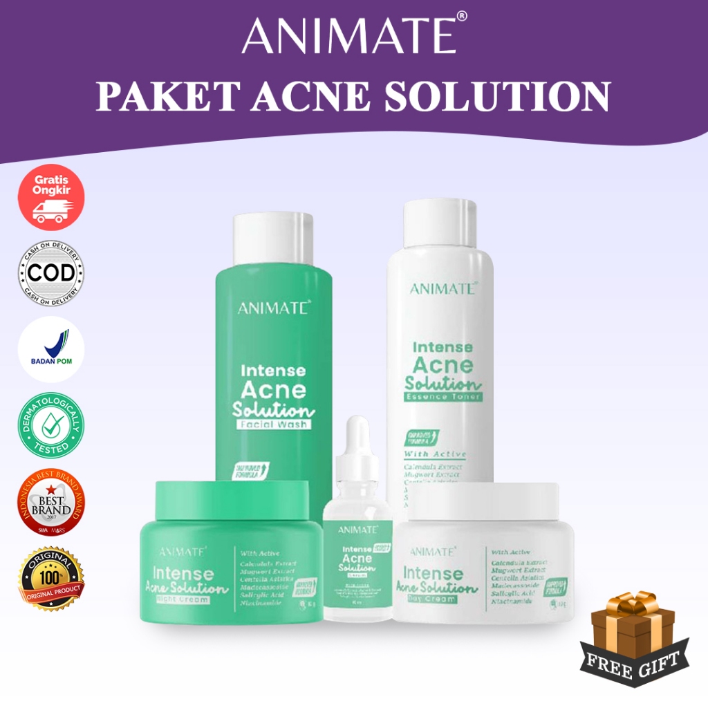 Jual Animate paket Acne Solution Series 5in1 untuk kulit jerawat ...