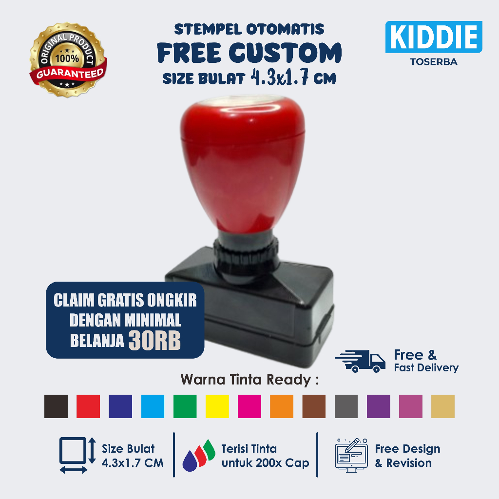 Jual Stempel Custom Otomatis Persegi 4.3x1.7 CM - Stempel Flash - Free Custom Design | Shopee ...