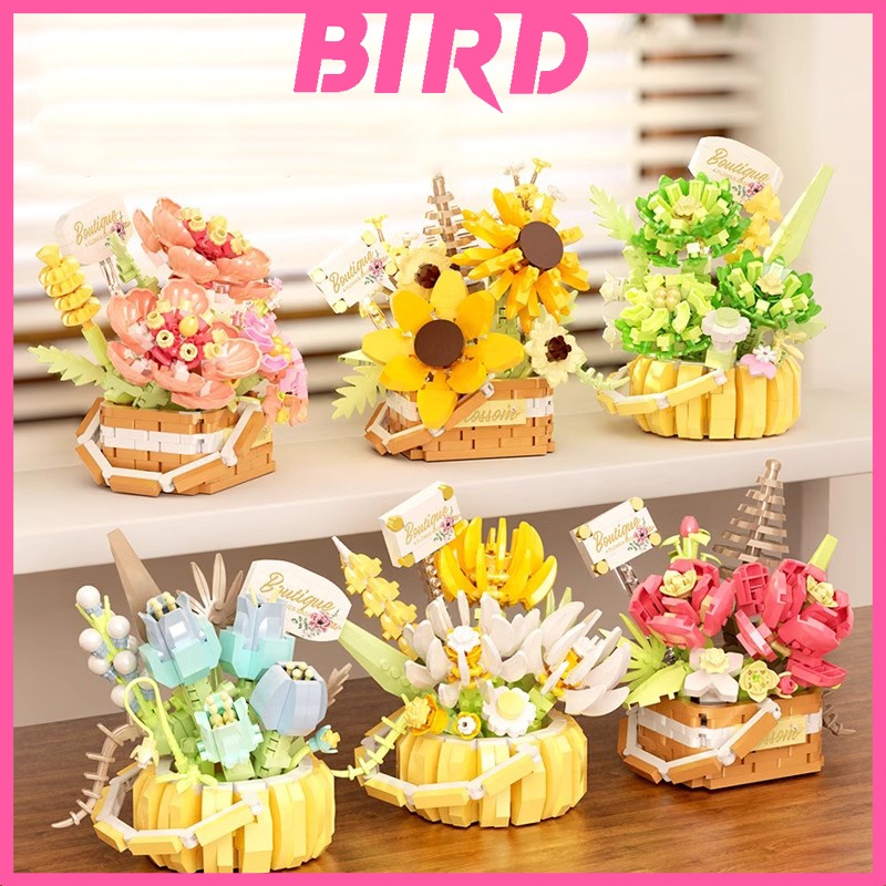 Jual Bird Toys Brick Balok Bunga Buku Pot Bunga Nano Block Rakitan ...