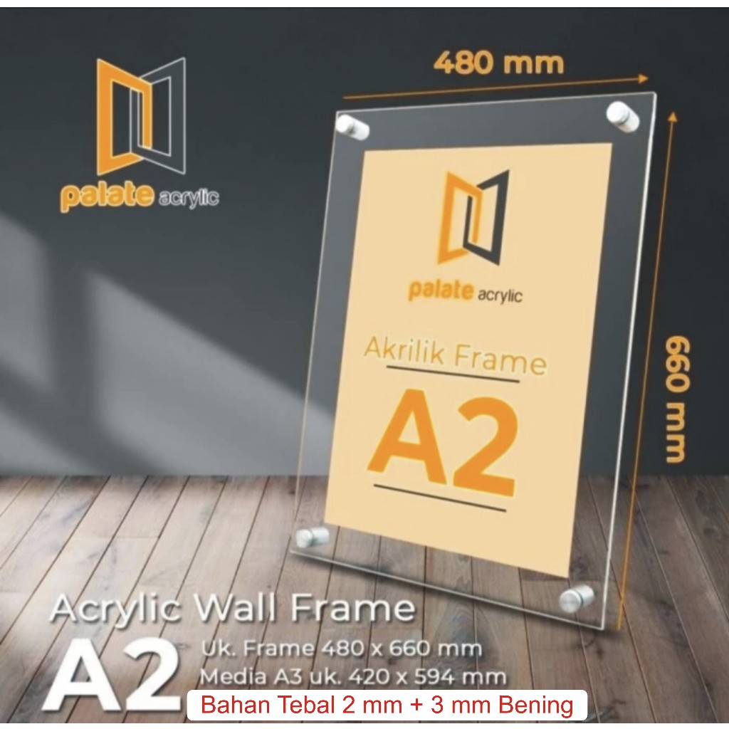 Jual Akrilik Wallframe Ukuran A2 Tebal 2mm+3mm | Shopee Indonesia