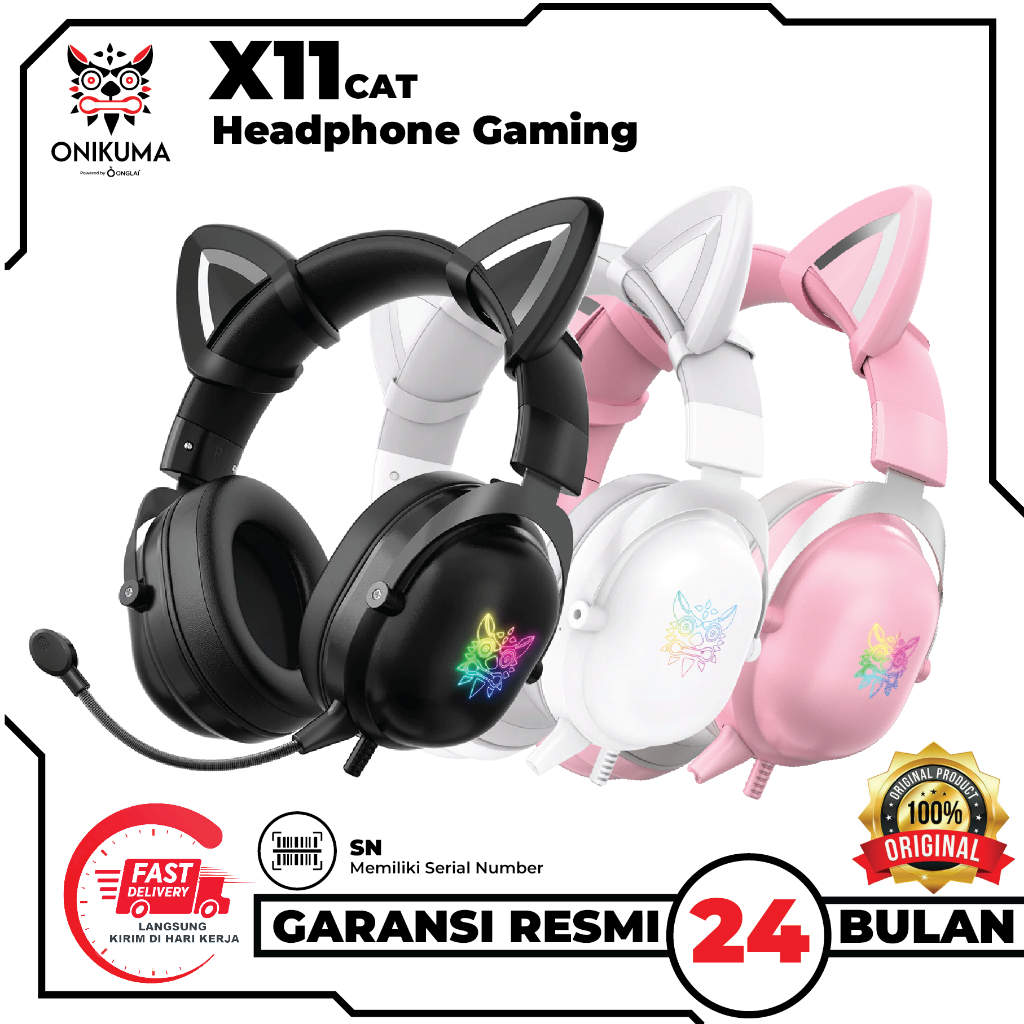 Jual ONIKUMA X11 Headset Karakter Kucing - Cat Ears Gaming Headset ...