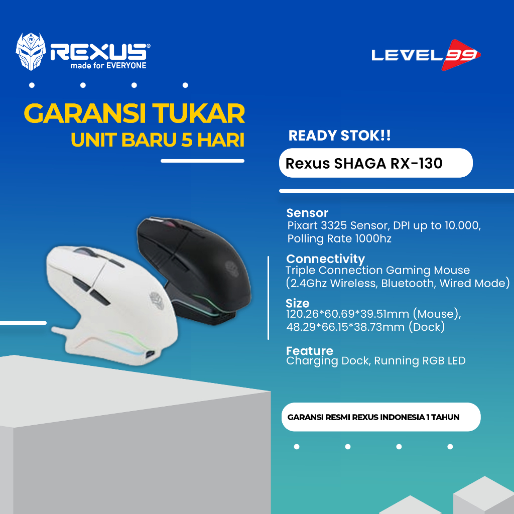 Jual Rexus Mouse Gaming Wireless Shaga Rx-130 | Shopee Indonesia