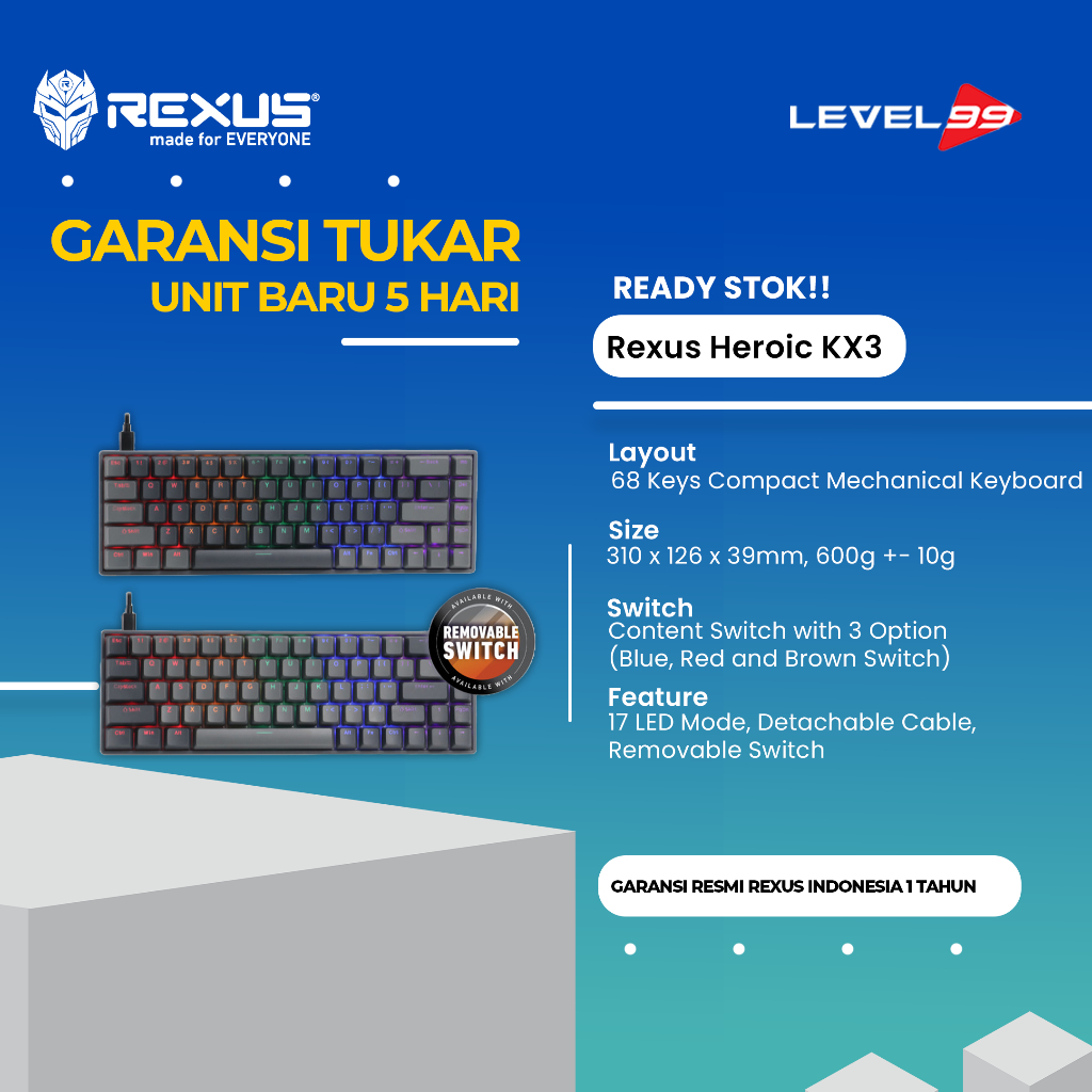Jual Rexus Keyboard Gaming Heroic Kx3 | Shopee Indonesia