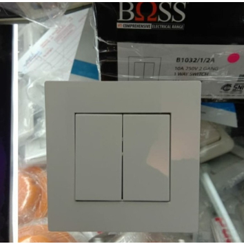 Jual Saklar double 2gang merek boss tipe-B1032/1/2A 10amper 250V ...