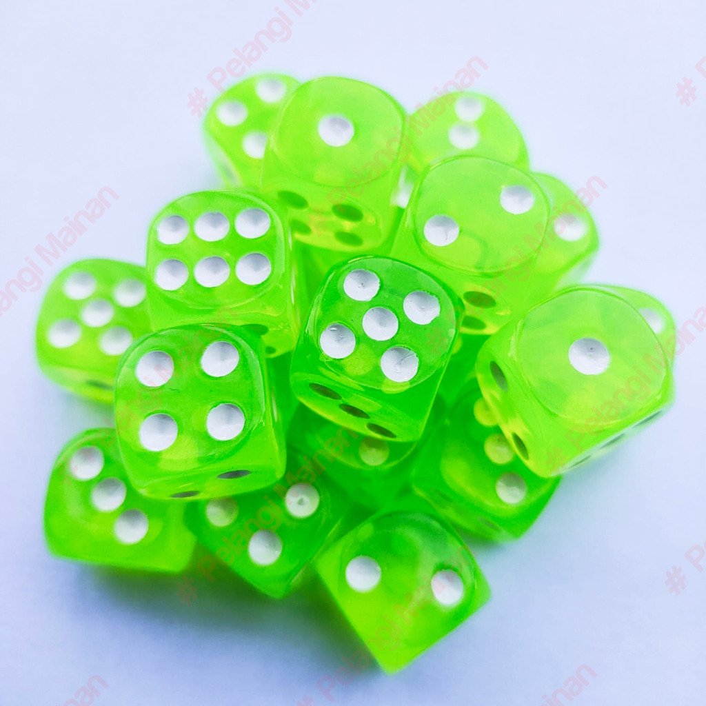 Jual Dadu Transparan Glow In The Dark Dice Putih Bening Candy Color ...