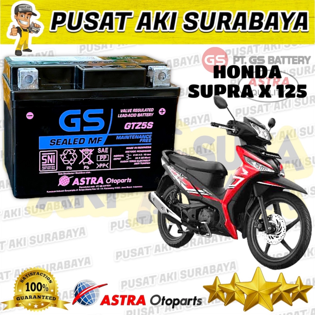 Jual ORIGINAL ACCU GS ASTRA GTZ5S AKI ASLI PABRIK MOTOR HONDA SUPRA X 125 NEW MEGAPRO MTZ5S ...