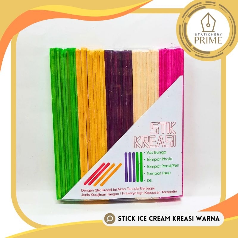 Jual Stik Es Krim / Stick Ice Cream Kreasi Warna Warni ( isi 50 pcs ...