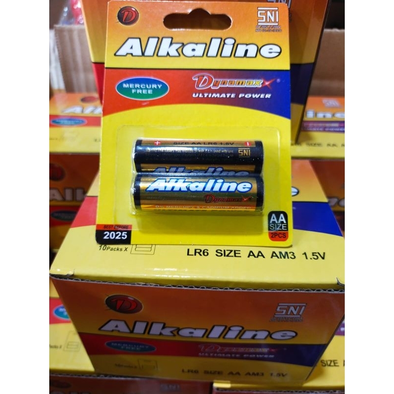 Jual Batu Baterai Alkaline Dynamax Original size AA/A2 isi 2PCS ...