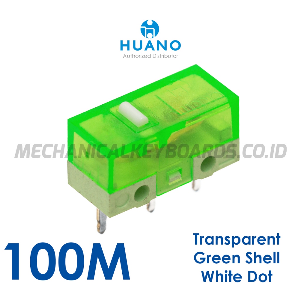 Jual Huano Transparent Green Shell White Dot Mouse Micro Switch (100M ...