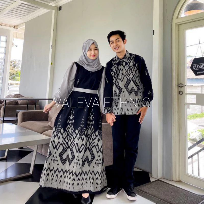 Jual BAJU COUPLE KONDANGAN RAYA COUPLE TENUN BLACK GREY BAJU TENUN ...