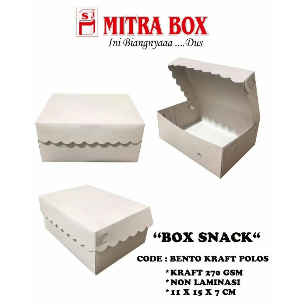 Jual Box snack makanan box kraft polos non laminasi ukuran 11x15x7cm ...