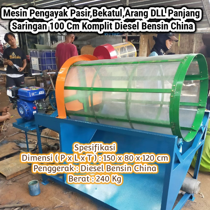 Jual Mesin Pengayak Pasir,Bekatul,Arang DLL Panjang Saringan 100 Cm ...