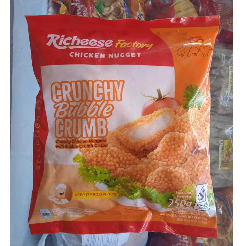 Jual richeese factory chicken nugget cruncy bubble crumb 250g | Shopee ...