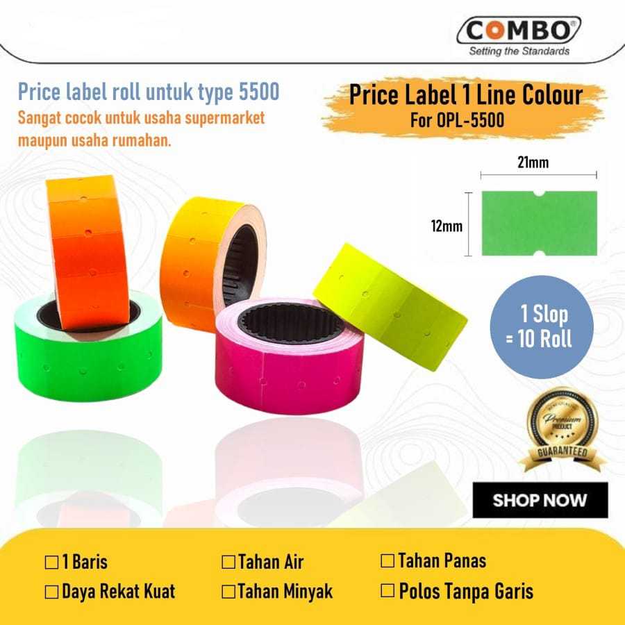 Jual Label Harga 1 Baris / Price Label 1 Line Colour / Refill Price ...
