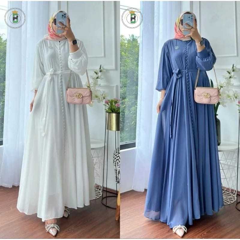 Jual Baju gamis lebaran 2026 model gamis terbaru Delia Seribu kancing ...